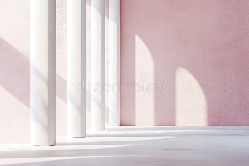 Elegant Columns Stand Tall Against a Muted Pastel Backdrop, Casting ...