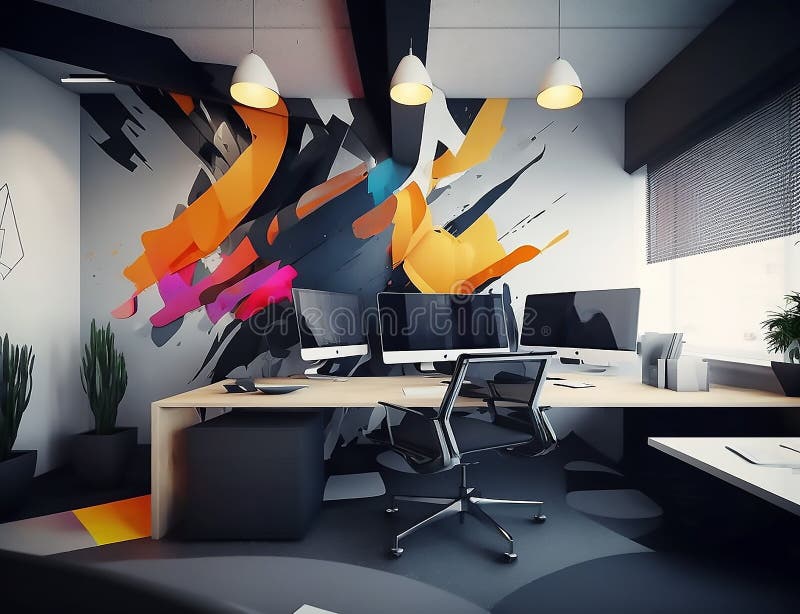Elegant and Comfortable Workspace Offices Stock Illustration ...