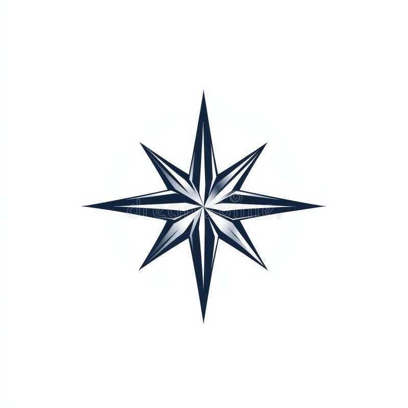 Elegant Compass Rose Design with Sharp Points and Modern Style Stock ...