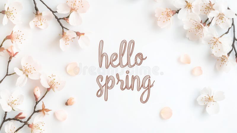 Hello Spring Written Elegant White Script Stock Photos - Free & Royalty ...
