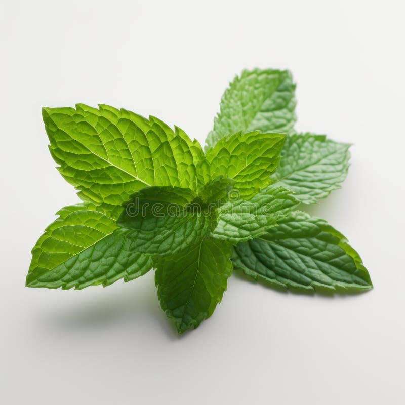 An Elegant Composition of a Single Fresh Mint Leaf on White Background ...