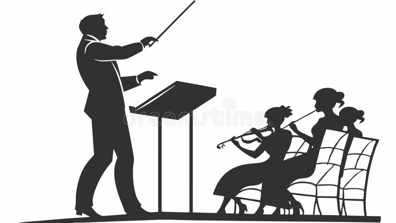 Elegant Conductor Leading Orchestra, Classical Music Performance ...