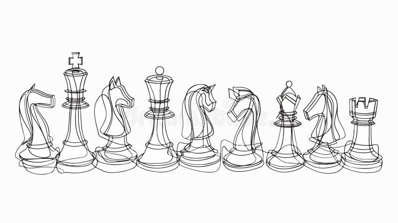 Elegant Continuous Chess Piece Line Drawing for Professional ...