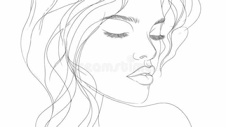 Elegant Continuous Line Woman Face in Line Art Boho Style Stock Vector ...
