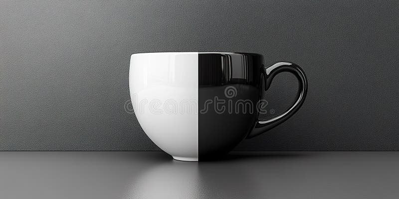 Elegant Contrast of Black and White Ceramic Cup on a Simple Background ...