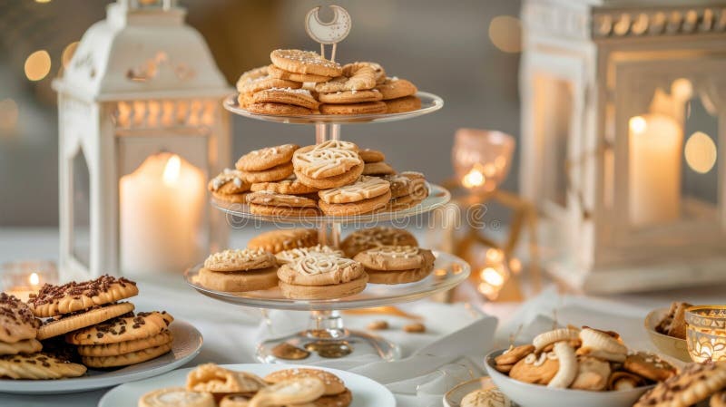 Elegant Cookie Display with Lanterns and Candlelight, Generative AI ...