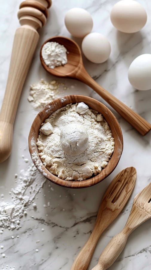 Elegant Cookie Dough and Baking Tools on White Background, Light Design ...
