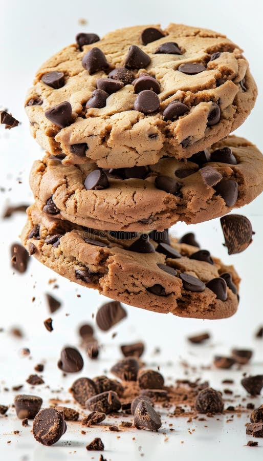 Elegant Cookies Levitating and Falling Gracefully on a Pristine White ...