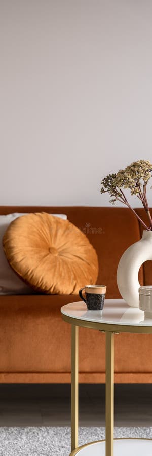Elegant, Copper Colored Sofa and Decorations, Vertical Panorama Stock ...