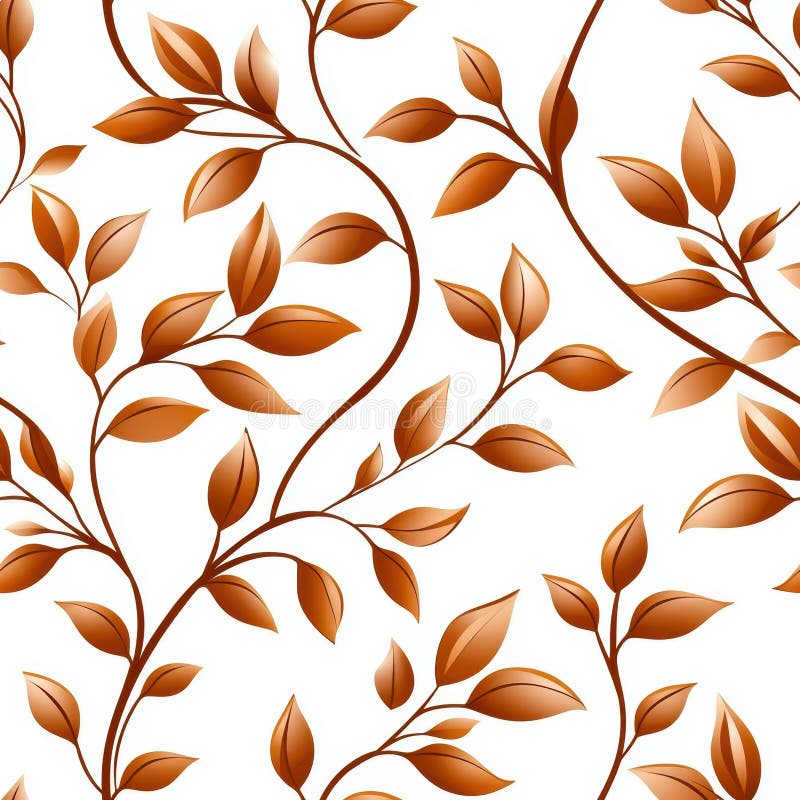 Elegant Copper Leaf Seamless Pattern on White Background Ideal for ...