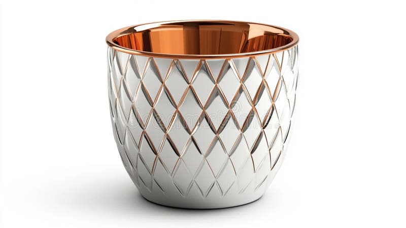 Elegant Copper and White Diamond Patterned Bowl for Home Decor Stock ...
