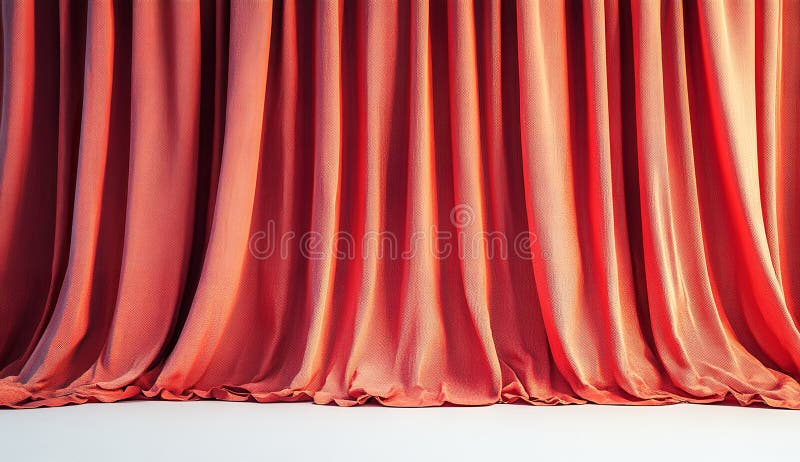 Elegant Coral Red Curtains Draped Stage Background Texture Fabric Stock ...