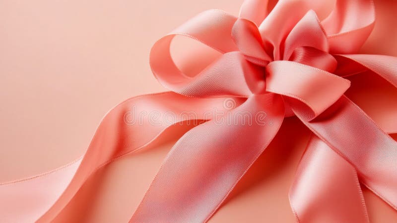 Elegant Coral Ribbon Bow on Soft Background Stock Illustration ...
