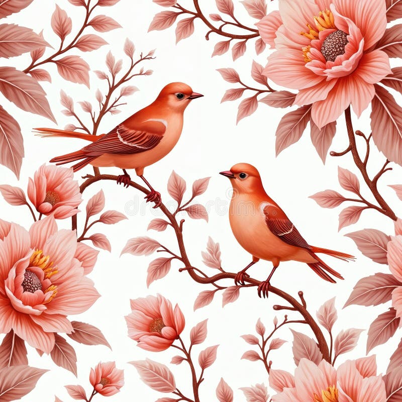 Elegant Coral Tone Illustration Features Seamless Repeat Pattern of ...