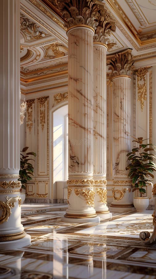 Elegant Corinthian Column Interior Design. Classical Elegance Concept ...