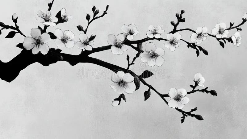 Elegant Corner Bracket with Cherry Blossom Design in Realistic Black ...