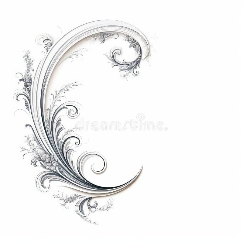 Elegant Corner Design Element with Ornate Script Lettering Stock ...