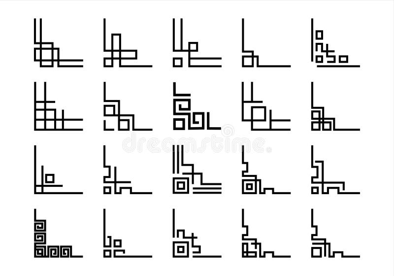 Elegant Corner Frames Border Element Set Stock Vector - Illustration of ...