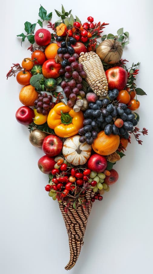 Elegant Cornucopia Display on White Background for Seasonal Decor and ...