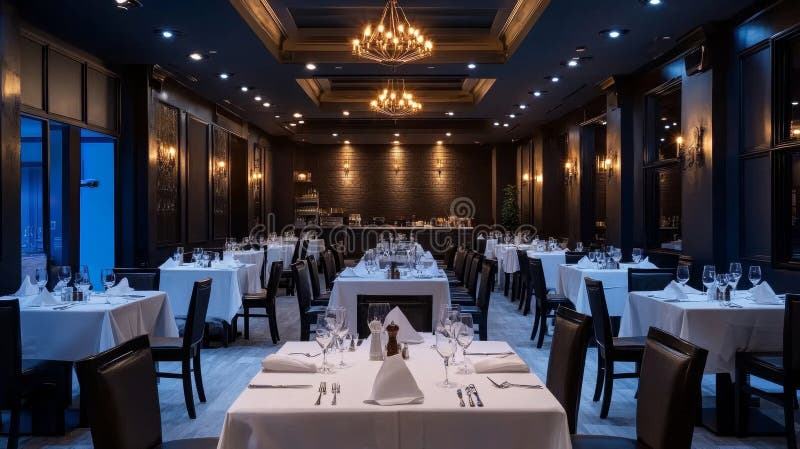 Elegant Corporate Event Venue with Refined Table Settings and Ambient ...