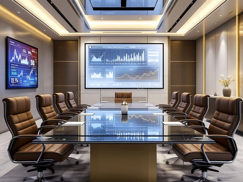 Elegant Corporate Meeting Room with Conference Setup Stock Illustration ...