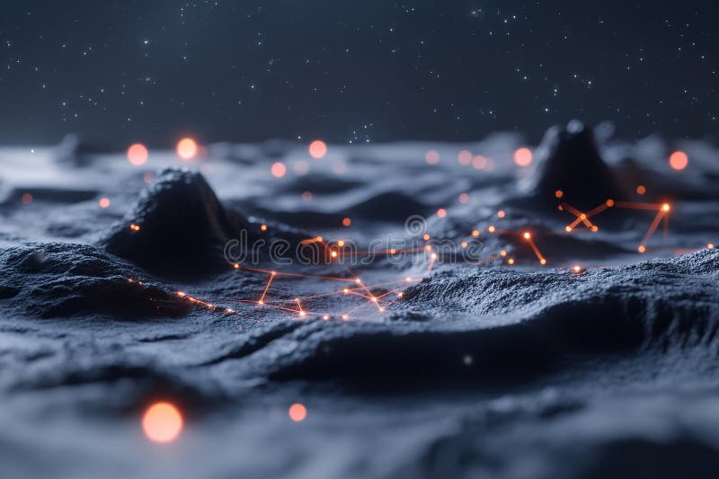 An Elegant Cosmic Digital Landscape Showcases Glowing Interconnected ...