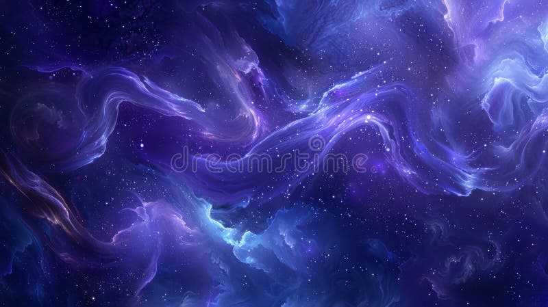 Elegant Cosmic Waves in Deep Blue and Violet with Sparkling Stars ...