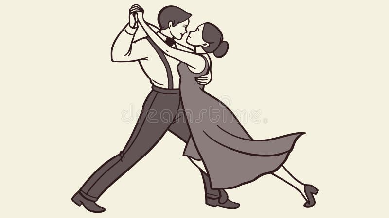Elegant Couple Dancing the Passionate Tango with Grace, Vector Design ...