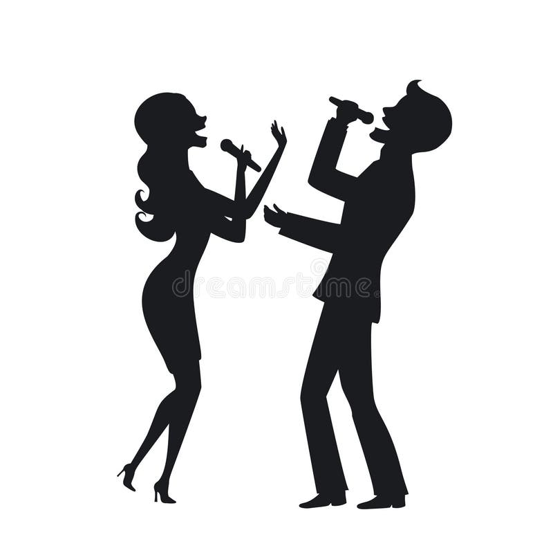 Elegant Couple Singing Karaoke Stock Vector Illustration Of