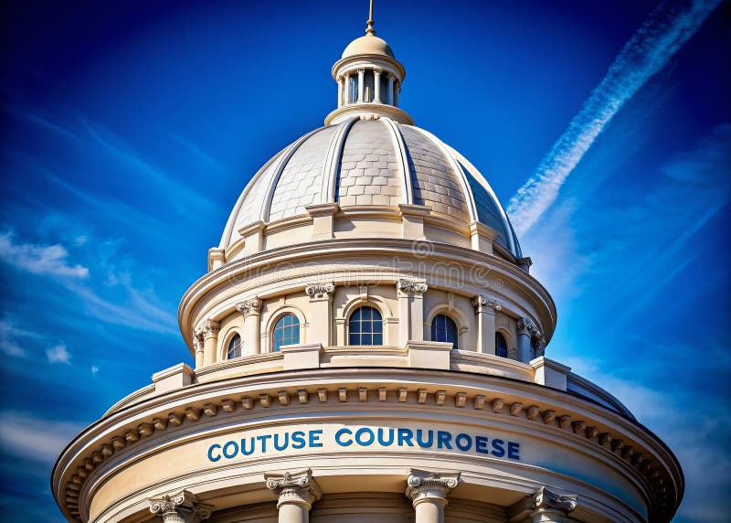 Elegant Courthouse Dome Architecture Under a Pristine Blue Sky a Study ...