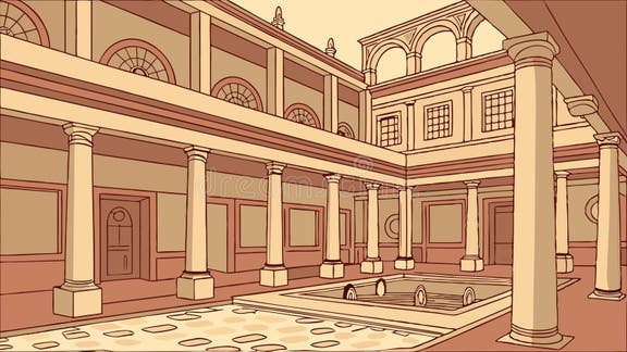 Elegant Courtyard with Columns, Architectural Space, Open Air ...