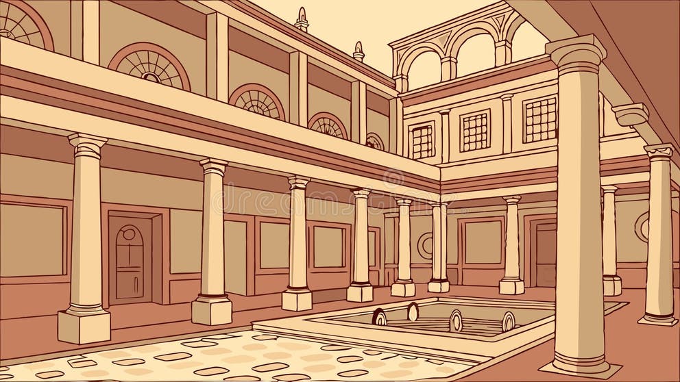 Elegant Courtyard with Columns, Architectural Space, Open Air ...