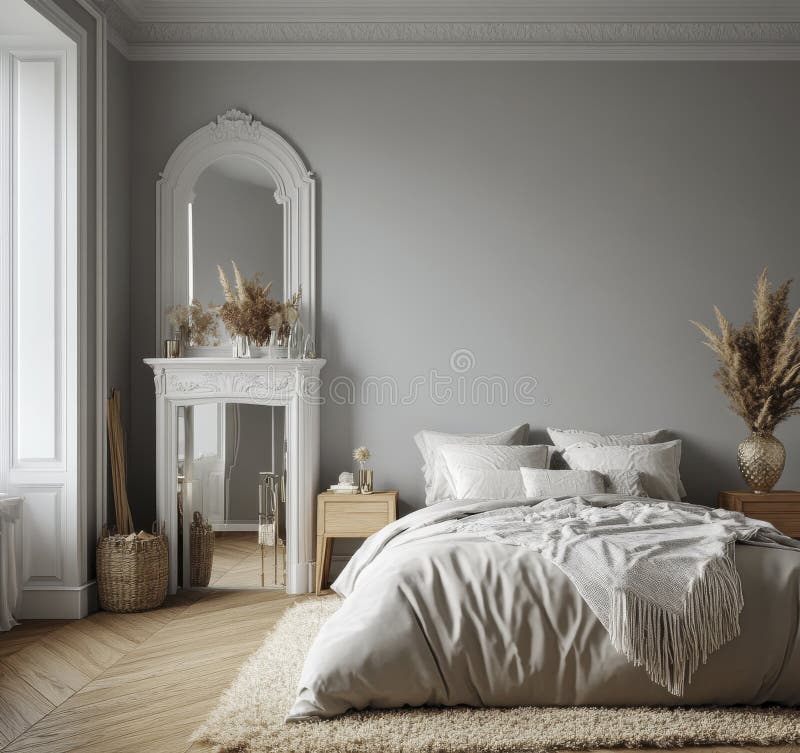 Elegant Cozy Bedroom Interior Design with Neutral Colors Stock ...