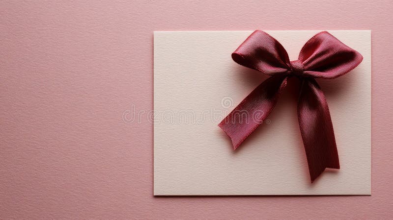 Elegant Cream Card Adorned with a Maroon Ribbon Bow Stock Illustration ...