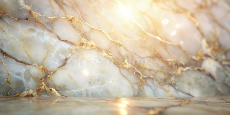 Elegant Cream and Gold Marble Texture with Reflective Surface ...