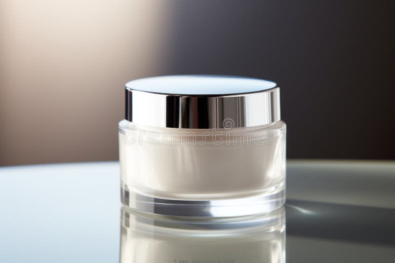 Elegant Cream Jar on Reflective Surface Stock Photo - Image of stylish ...
