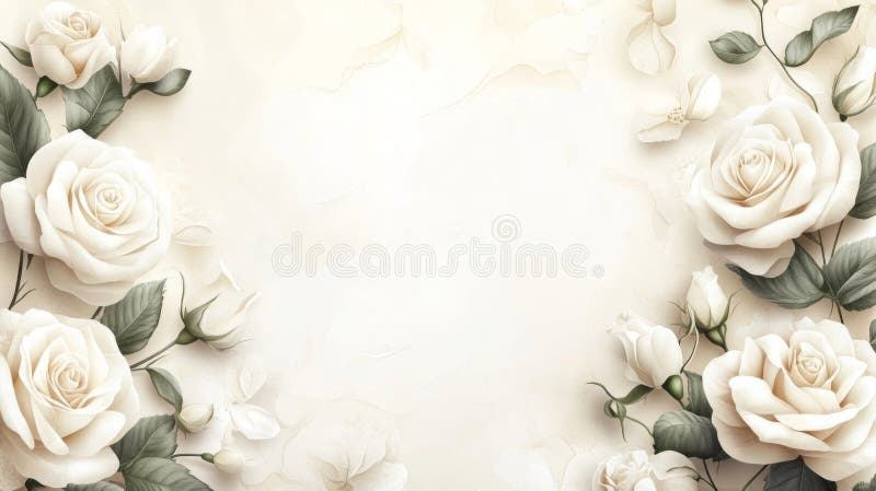 Elegant Cream Roses Floral Background Design Stock Illustration ...