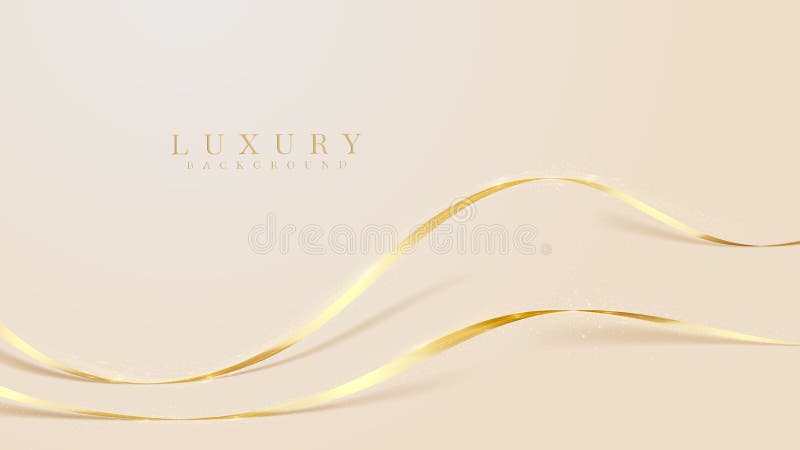 Elegant Cream Shade Background with Golden Curve Line Elements. Glitter ...