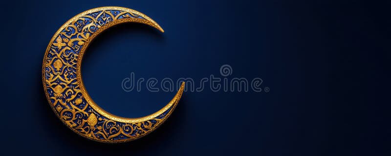 Elegant Crescent Moon with Intricate Islamic Pattern Design Stock ...