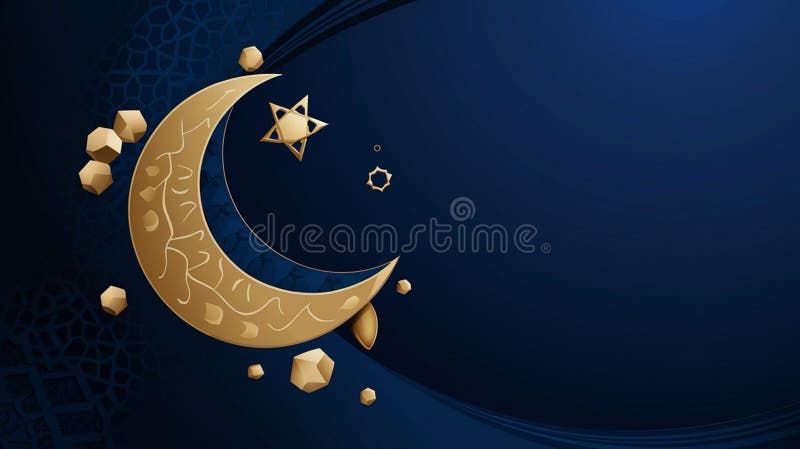 Elegant Crescent Moon and Star Design Islamic Ramadan Eid Background ...