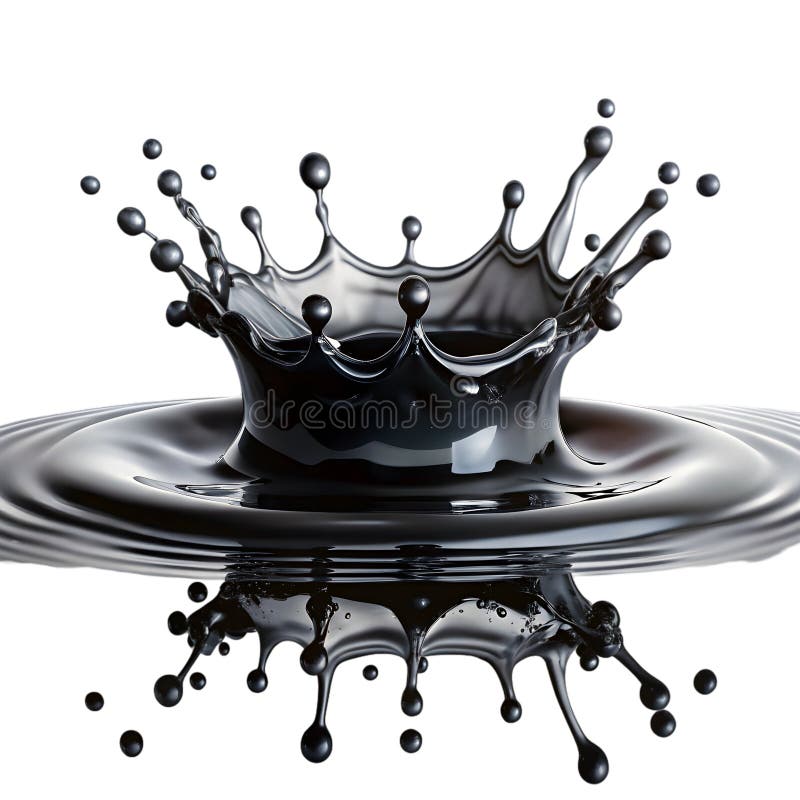 Elegant Crown Splash of Dark Liquid with Reflective Surface Against ...