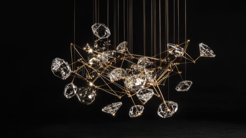 Elegant Crystal and Gold Modern Chandelier Design Stock Illustration ...