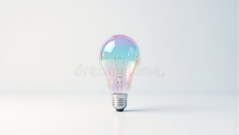 Elegant Crystal Light Bulb Emitting Soft Rainbow Glow on White ...
