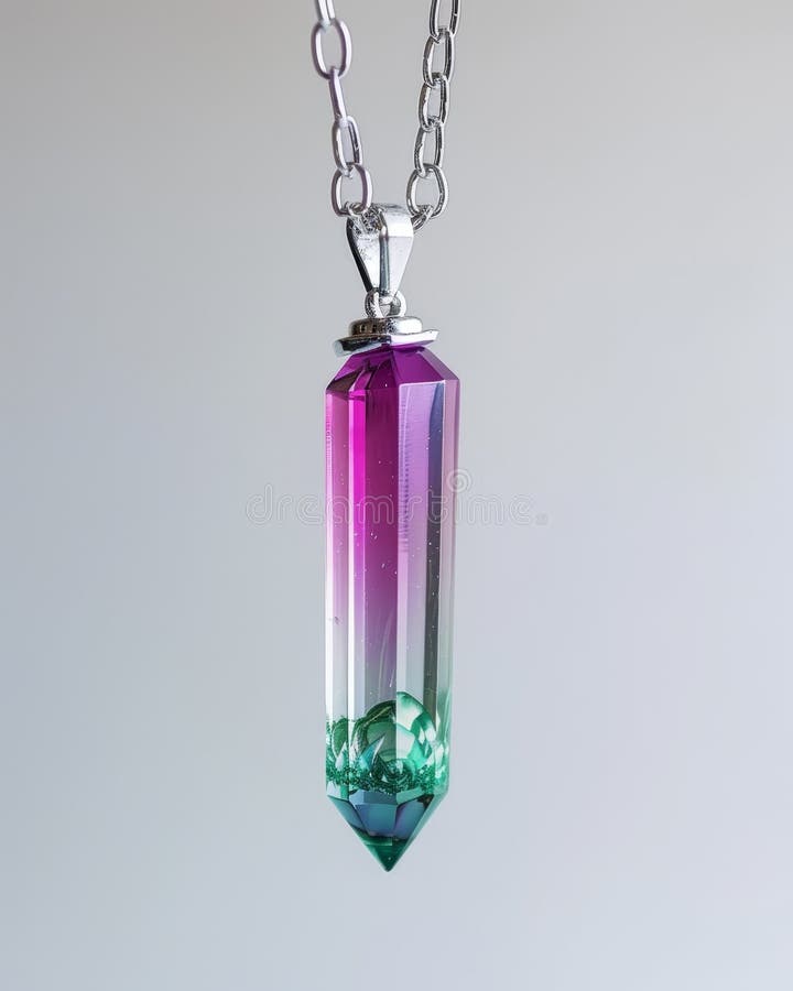 Elegant Crystal Pendant on a Silver Chain Stock Illustration ...