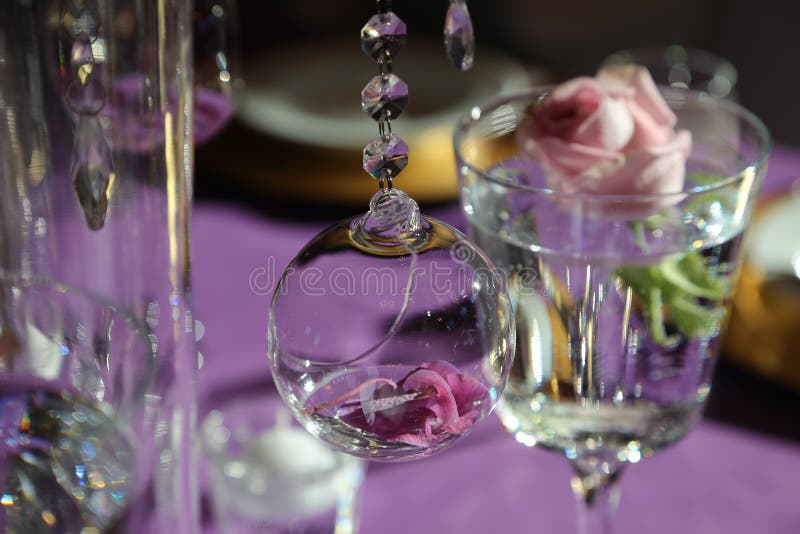 Elegant Crystal Wedding Table Decorations Stock Photo - Image of table ...