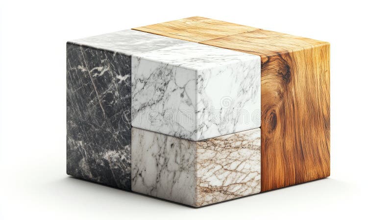 Elegant Cube with Marble and Wood Texture, Perfect for Modern Interior ...