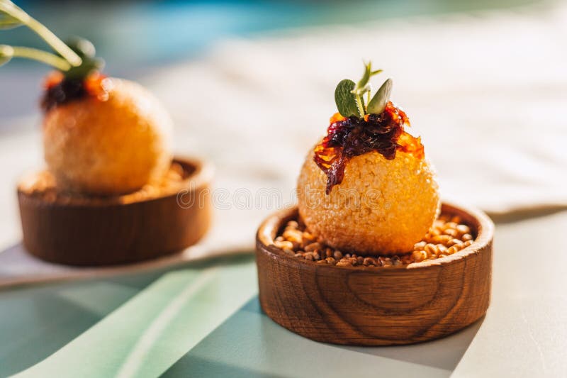 Elegant Culinary Presentation Features Appetizers with Fresh Herbs ...