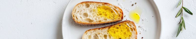Elegant Culinary Presentation with Sliced Bread and Olive Oil on a ...