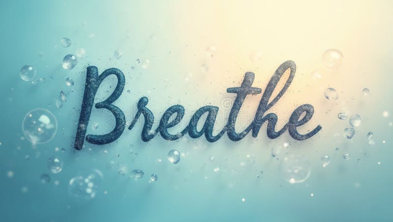 Elegant Cursive Breathe with Bubbles and Swirls Stock Illustration ...