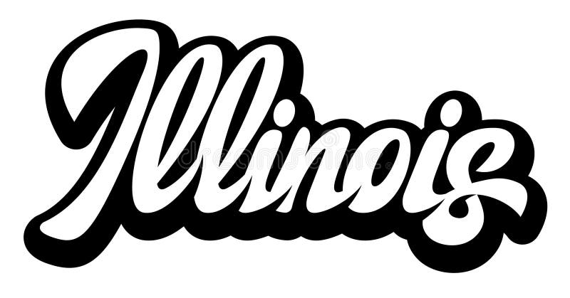 Elegant Cursive Design of the Word Illinois in Black and White Stock Vector - Illustration of ...